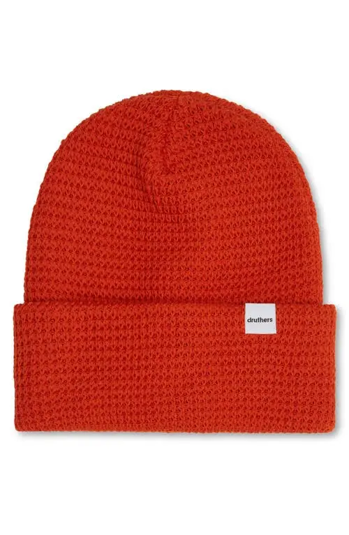 DRUTHERS NYC Organic Cotton Waffle Knit Beanie - Orange