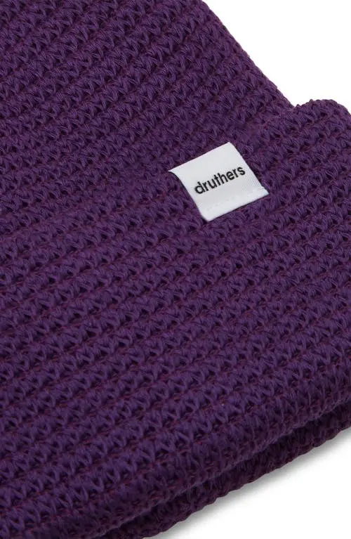 DRUTHERS NYC Organic Cotton Waffle Knit Beanie - Royal Purple