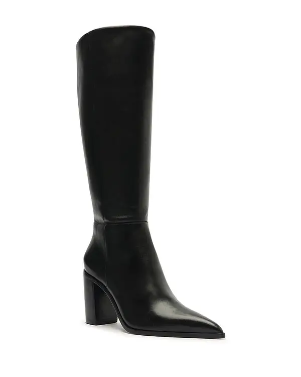 Schutz Mikki Up Block Heel Boots - Black