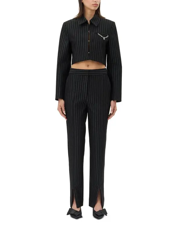 GANNI Striped Crop Blazer