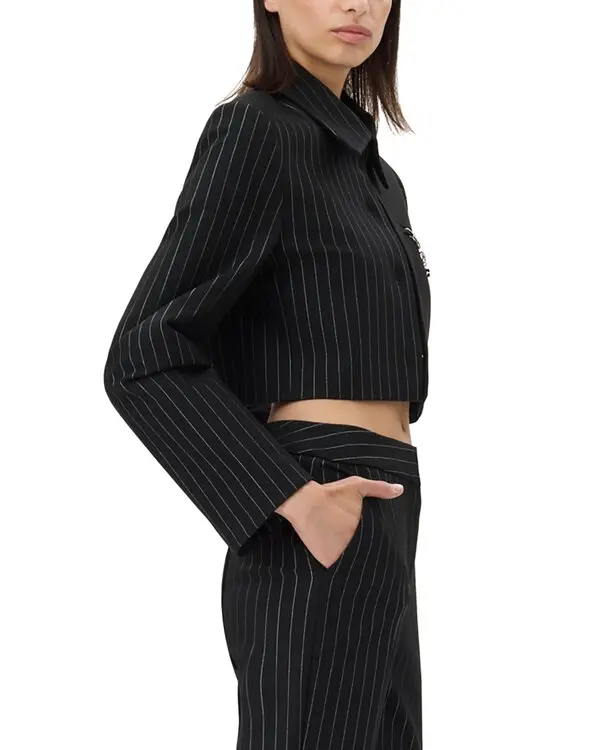 GANNI Striped Crop Blazer