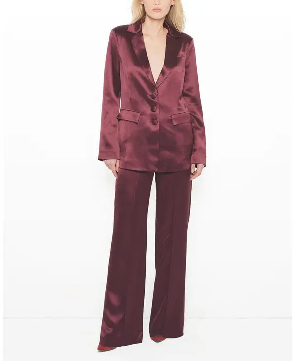 AS By DF Collins Satin Boyfriend Blazer - Decadent Wine