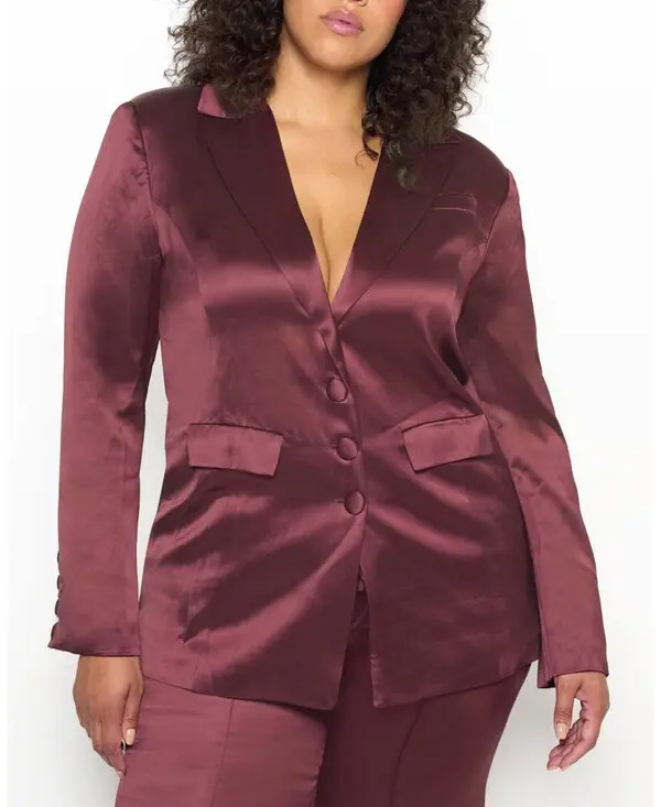 AS By DF Collins Satin Boyfriend Blazer - Decadent Wine