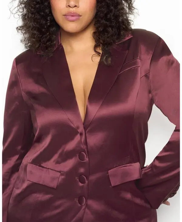AS By DF Collins Satin Boyfriend Blazer - Decadent Wine