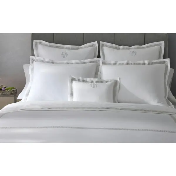 MATOUK Ambrose Sateen Standard Sham - Bone/silver