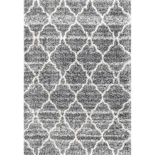 JONATHAN Y Susa Ogee Moroccan Trellis Shag Area Rug - Light Gray/ivory