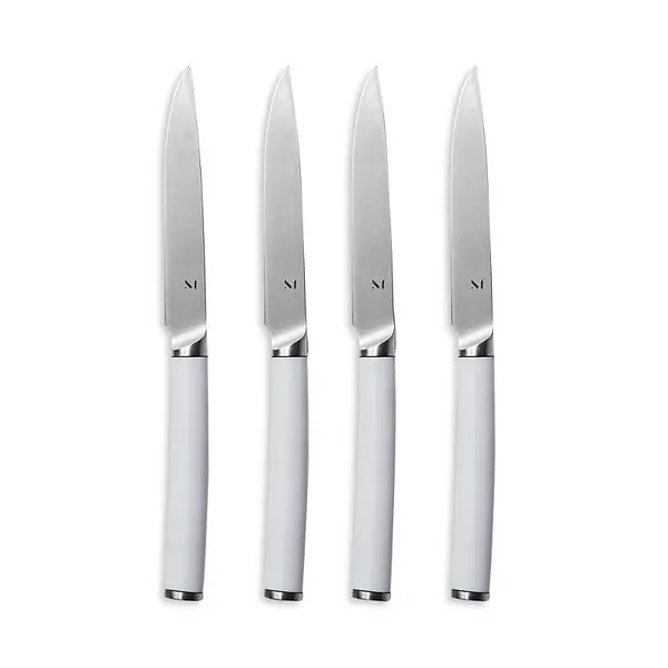 MATERIAL Matte Stainless Steel Set Of 4 Table Knives And Holder - White