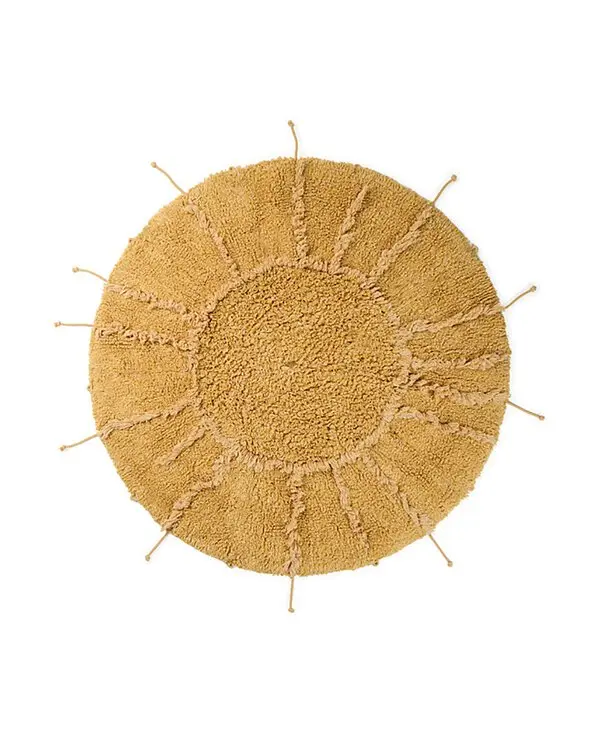 LORENA CANALS Mom, I Want To Be An Astronaut Solar Round Area Rug, 3'3 X 3'3 - Dark/honey