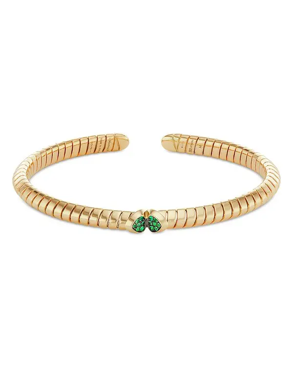 Marina B 18k Yellow Gold Trisolina Emerald Cuff Bracelet - Green/gold