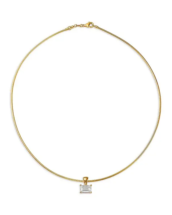 Bloomingdale'S Certified Lab Grown Diamond Emerald Cut Omega Chain Pendant Necklace - Gold