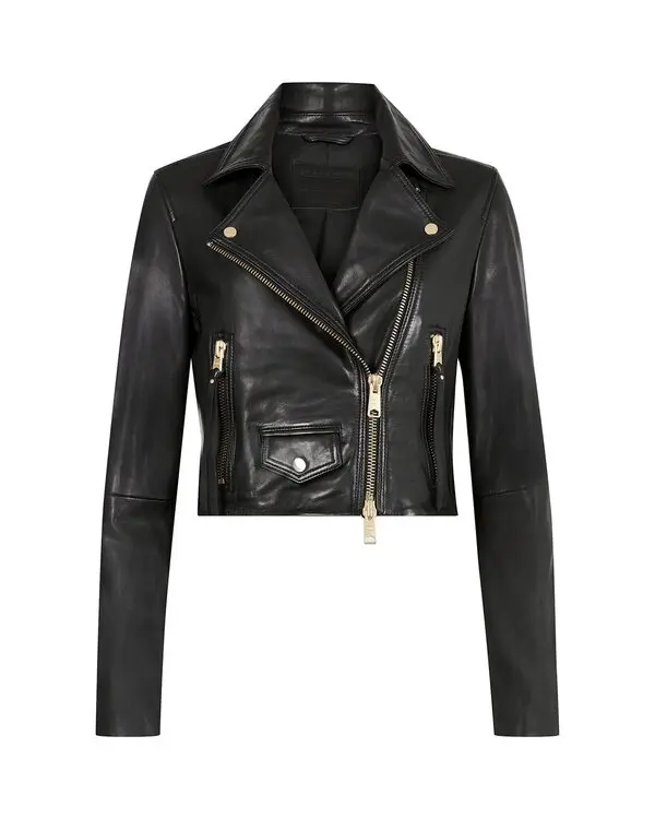 ALLSAINTS Elora Cropped Leather Biker Jacket