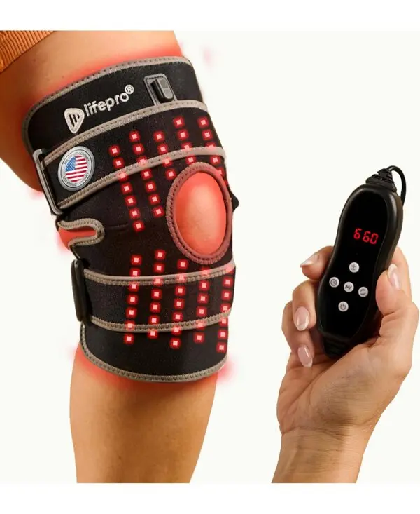 LIFEPRO Adjustable Red & Near Infrared Light Therapy Knee Brace For Pain Relief & Faster Recovery - Grey