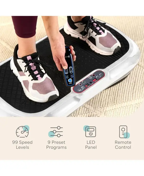 Lifepro Waver Vibration Plate Whole Body Workout Machine With Loop Bands  For Toning & Weight Loss - White