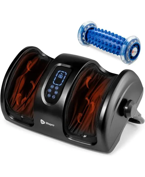 LIFEPRO Calf And Foot Massager With Heat For Plantar Fasciitis - Black