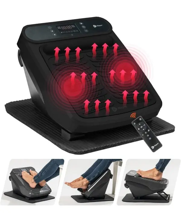 LIFEPRO Foot Massager With Heat For Neuropathy Relief Soothing Calf & Foot Therapy - Black