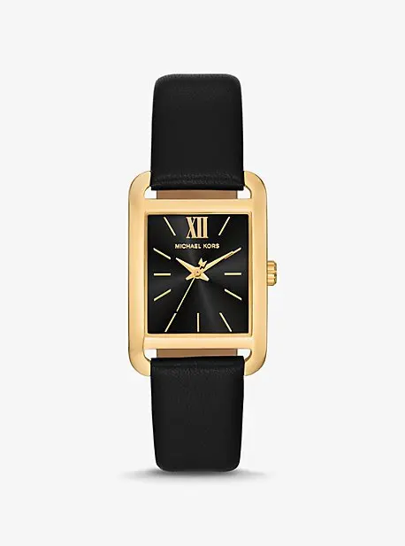 Michael Kors Petite Monroe Gold-Tone And Leather Watch In  display picture 3