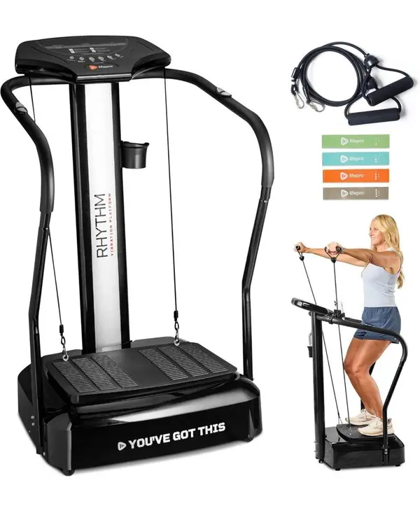 LIFEPRO Vibration Plate With Handles – Exercise Machine For Balance - Black