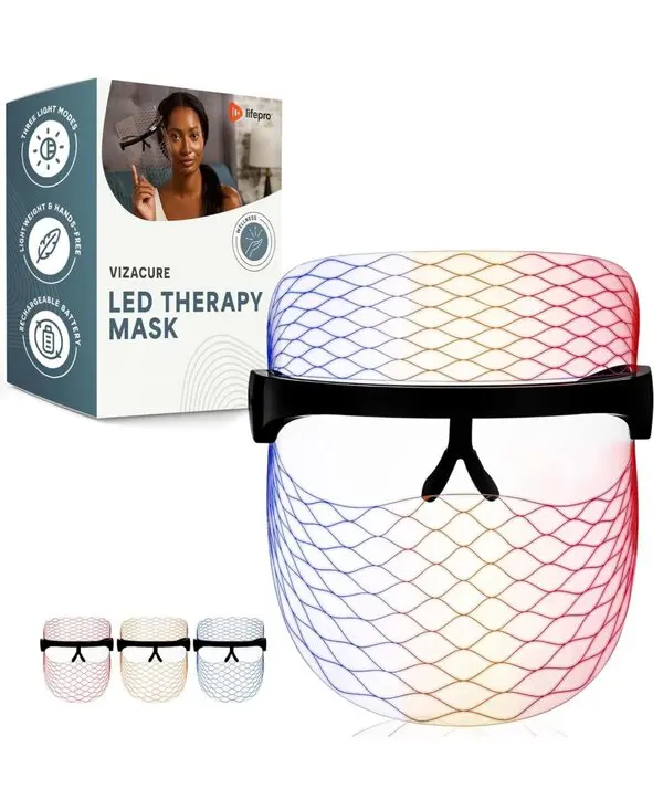 LIFEPRO Vizacure Led Face Mask For Light Therapy Led Mask For Face And Neck Care Portable Led Light Therapy Device - Black