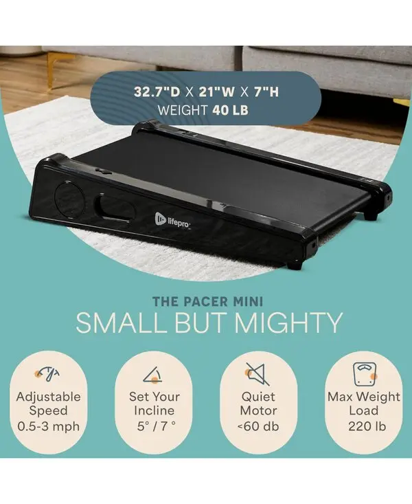 LIFEPRO Smallest Portable 30in Walking Pad Treadmill – Adjustable Incline