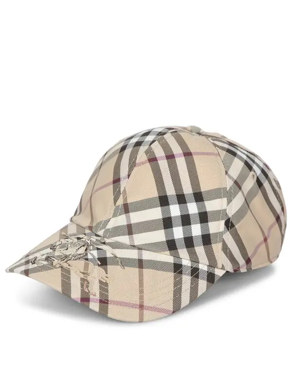 Burberry Check Fabric Cap With Logo Detail - Beige