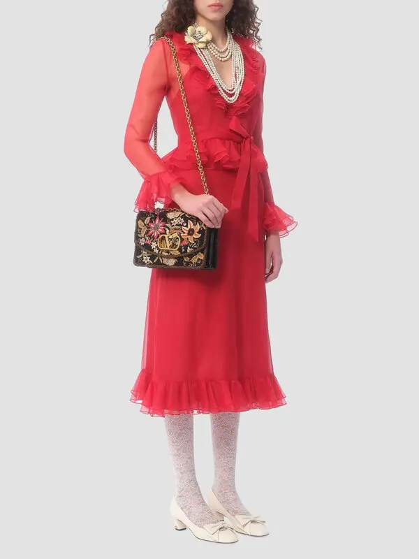 Valentino Garavani Vain Embroidered Shoulder Bag - Multicolored