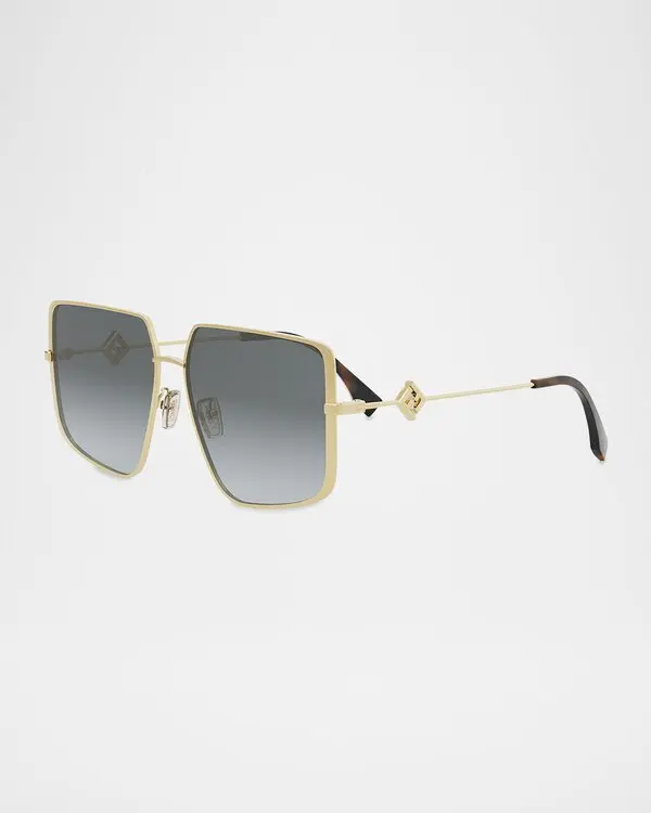 Fendi Ff Square Sunglasses - Shiny Endura Gold Gradient Smoke