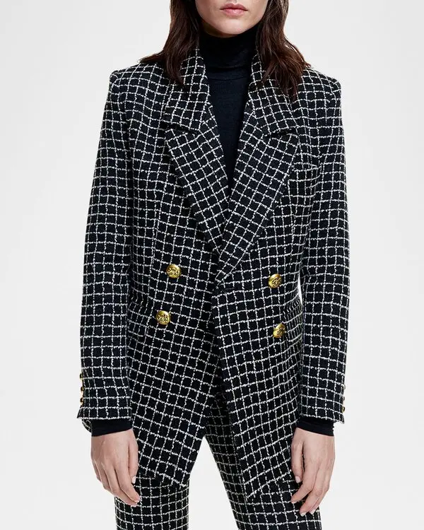 Smythe Grid Tweed Double-breasted Blazer