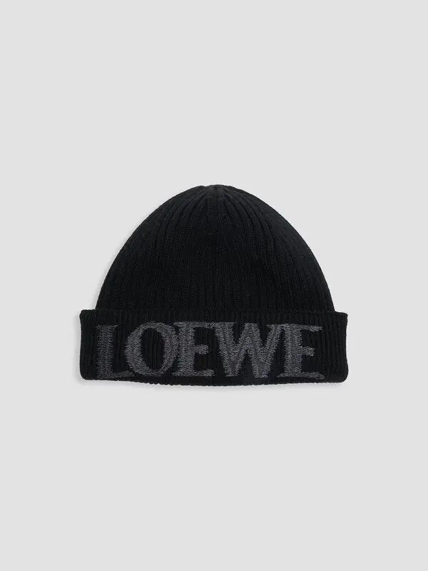 Loewe Logo Wool Beanie - Black