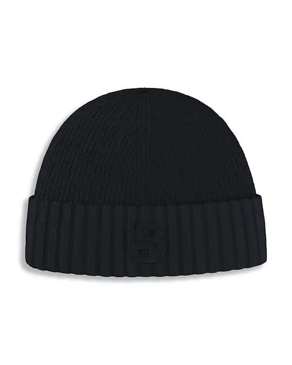 Hugo Boss Edo Wool Blend Ribbed Knit Beanie - Dark Blue