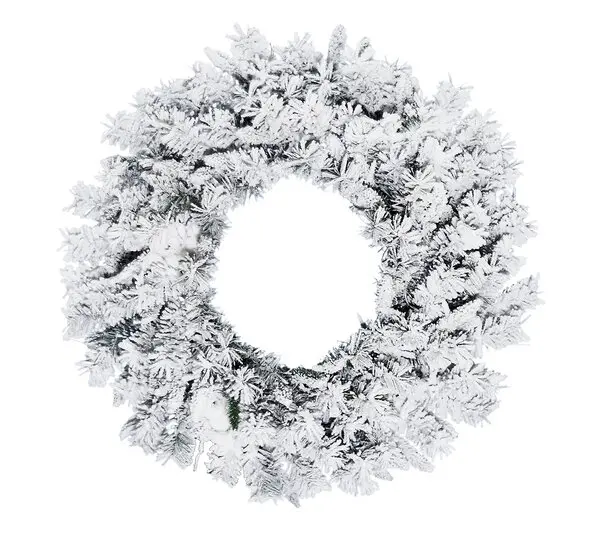 CHRISTMAS TIME 24-in. White Pine Snowy Wreath - One-color