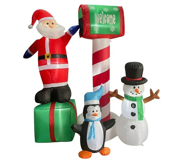 CHRISTMAS TIME 6-ft. Pre-lit Inflatable Santa W Elcome Mailbox - One-color
