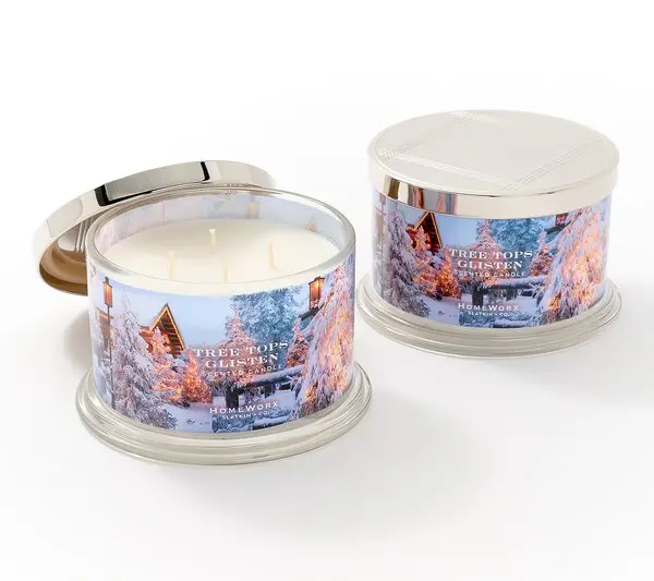HOMEWORX BY SLATKIN + CO. S/2 18oz Tree Tops Glisten Candles - One-color