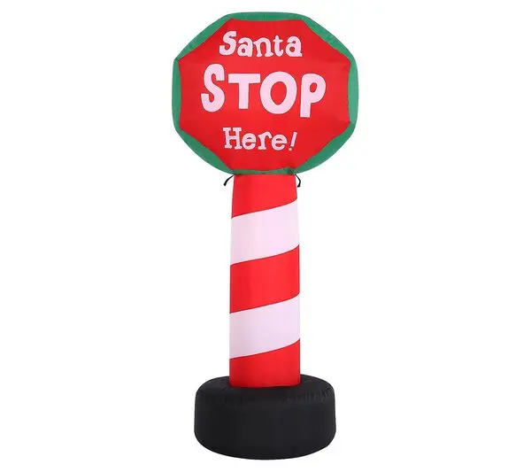 FRASER HILL FARM 3.5' Tall Prelit 'santa Stop H Ere' Inflatable - One-color