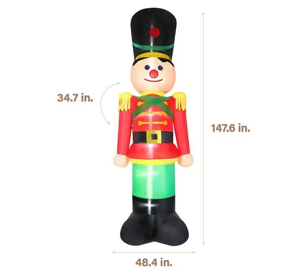 FRASER HILL FARM 12-ft. Tall Prelit Nutcracker Inflatable