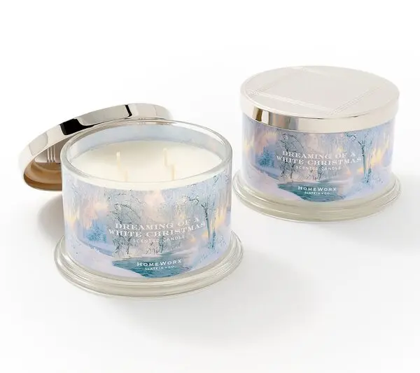 HOMEWORX BY SLATKIN + CO. S/2 18oz White Xmas Candles - One-color