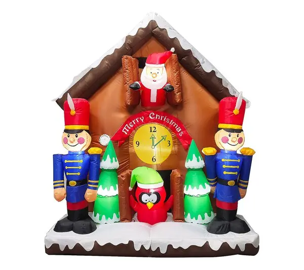 FRASER HILL FARM 6' Tall Prelit Santa Nutcracke R Cuckoo Clock - One-color