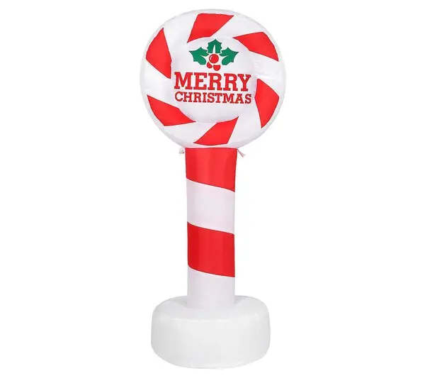 FRASER HILL FARM 4 Tall Prelit Merry Christmas Candy Cane - One-color