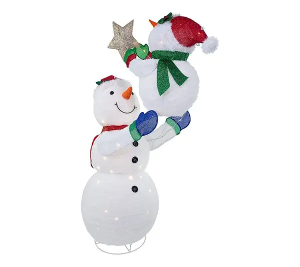 FRASER HILL FARM 6' Prelit Tinsel Snowman Decor Ation W/ Lights - One-color