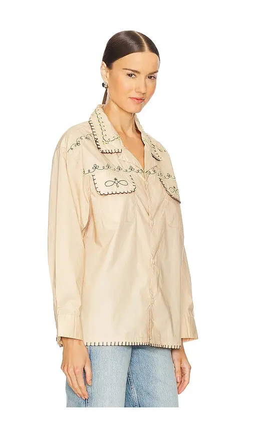FOUND X Embroidered Button Up Shirt
