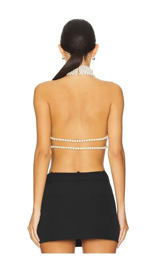 Retrofete Elsie Pearl Embellished Halter Neck Top