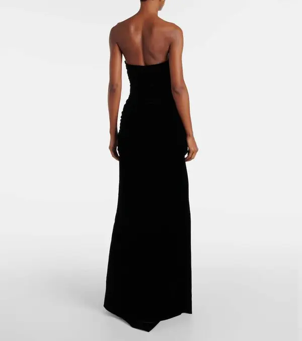 Carolina Herrera Ruched Velvet Bustier Gown