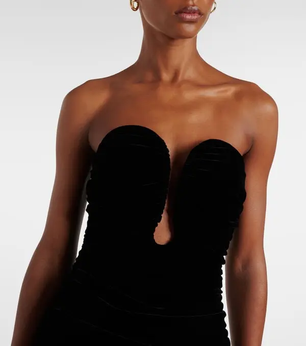 Carolina Herrera Ruched Velvet Bustier Gown