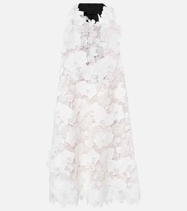 Oscar De La Renta Floral Guipure Lace Minidress - White