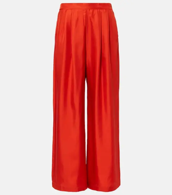 Asceno Isola Silk Twill Wide-leg Pants - Burgundy