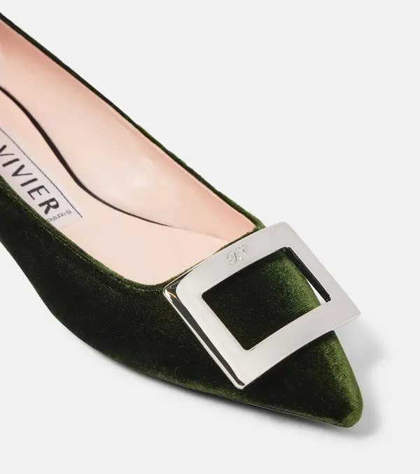 ROGER VIVIER Faux Fur-trimmed Ballet Flats
