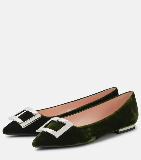 ROGER VIVIER Faux Fur-trimmed Ballet Flats