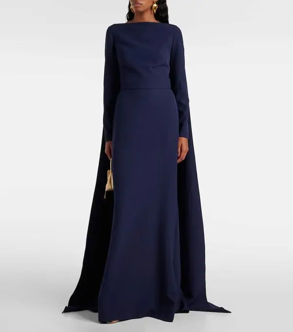 Safiyaa Ginevra Caped Crepe Gown