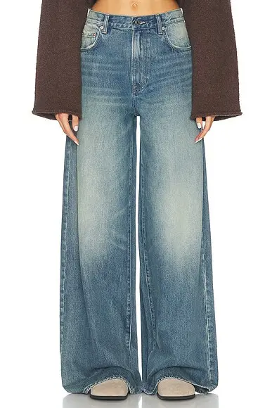 GRLFRND Luna Mid Rise Baggy Wide Leg Jeans - Jackson