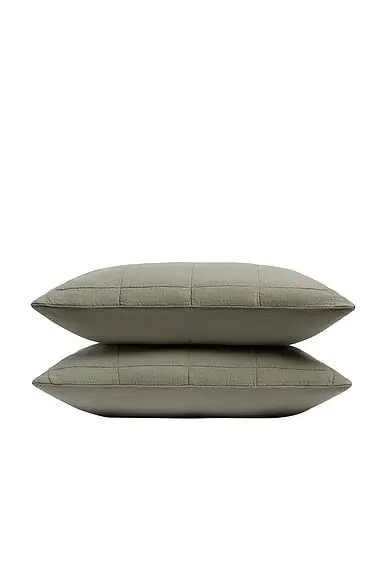 PARACHUTE Linen Box Quilted Sham Set - Moss