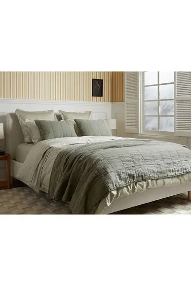 PARACHUTE Linen Box Quilted Sham Set - Moss